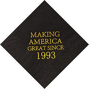 Crisky 30th Birthday Disposable Napkins Black and Gold Dessert Beverage Cocktail Cake Napkins 30th Birthday Decoration Party Supplies for Man Making Great Since 1993, 50 Pack 4.9"x4.9" Folded