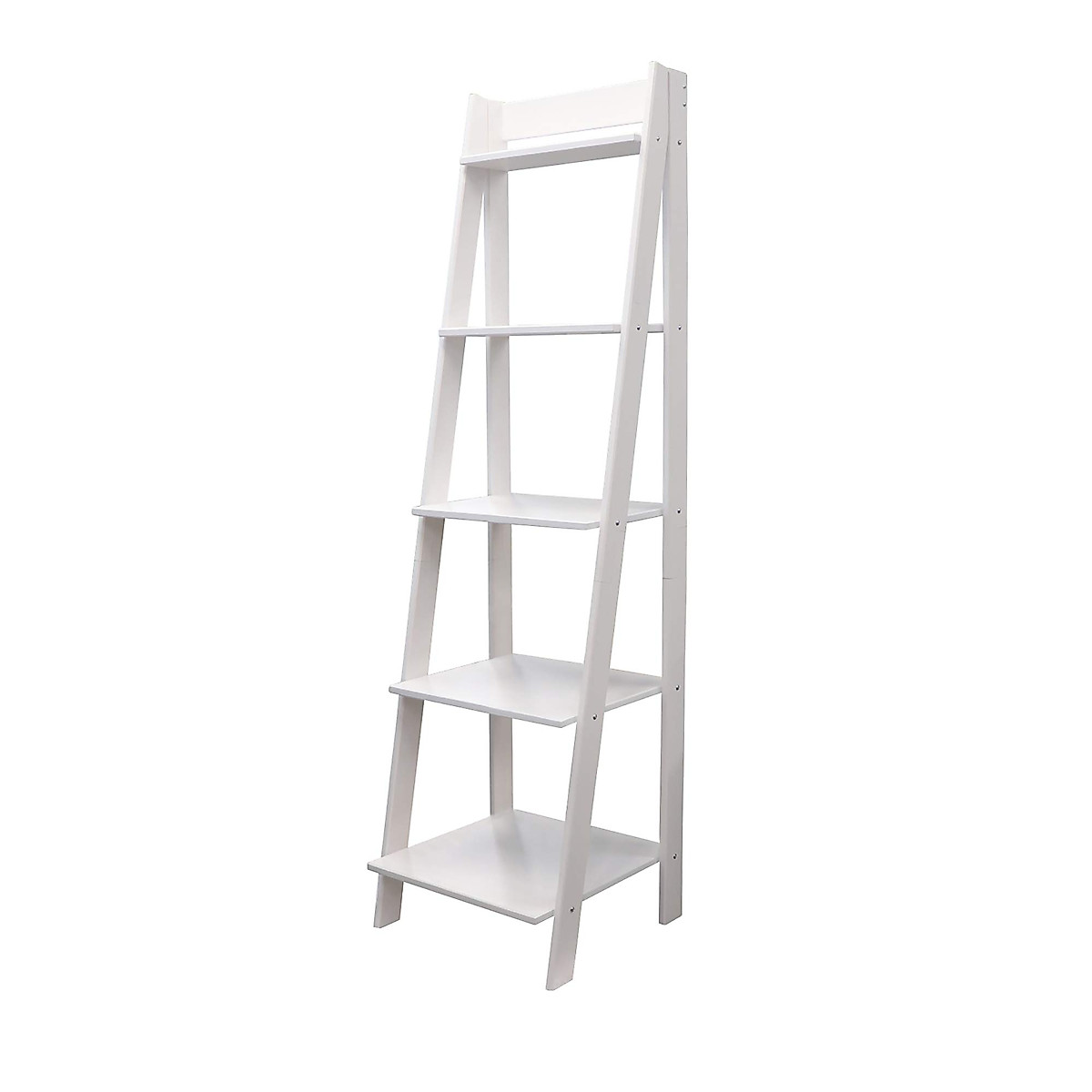 Adeptus 5 Shelf Ladder - Made from Solid Wood (White)