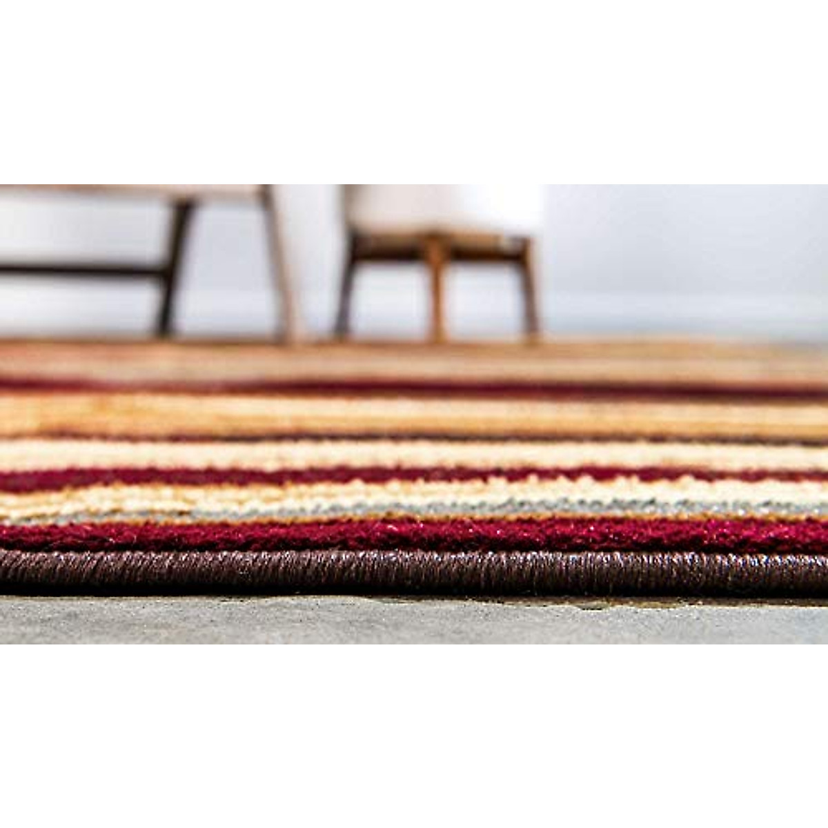 Unique Loom Barista Collection Modern, Abstract, Stripes, Urban, Rustic, Warm Colors Area Rug, 2' 2 x 6' 0 Runner, Multi/Beige