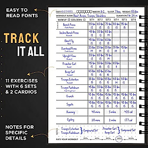 Hardcover Fitness Journal Workout Planner for Men & Women - A5 Sturdy Workout Log Book to Track Gym & Home Workouts