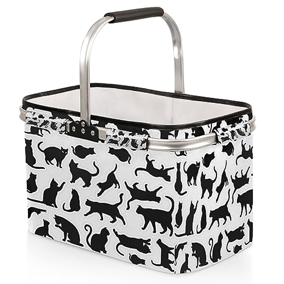 Tavisto Black Cats Versatile and Durable Reusable Grocery Tote Bag - Spacious and Foldable with Fun Print Designs - Perfect for Shopping, Picnics, and Storage