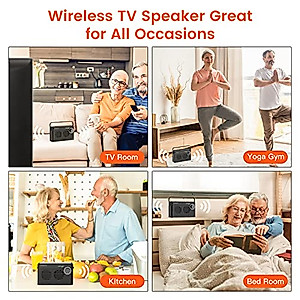 Tosima TV-8000 Wireless Speaker for TV, Easy Control Portable TV Soundbox for Hard of Hearing, Elderly Parent,Rechargable 8 Hours Battery, AUX3.5mm, 2.4G RF Transimitter 100Ft Range