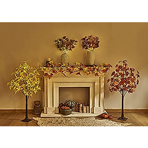 LITBLOOM Fall Tree with Lights 4FT 48 Warm White LEDs, Lighted Maple Tree Plug in for Autumn Thanksgiving Harvest Fall Decoration Indoor Outdoor