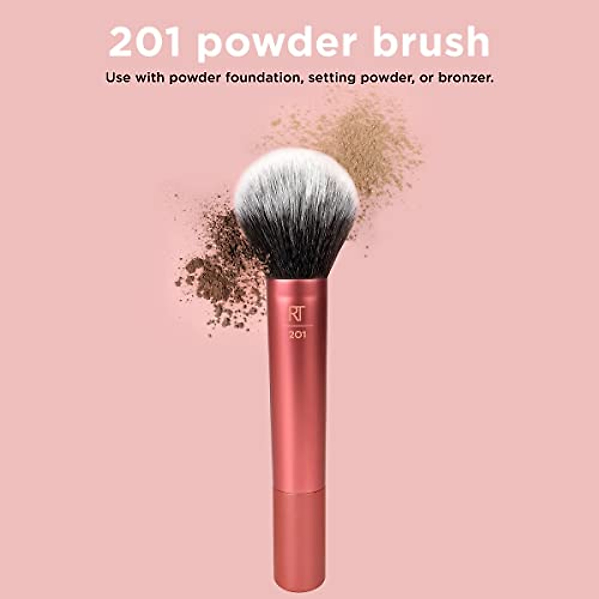Real Techniques Ultra Plush Powder Makeup Brush, For Setting Powder, Bronzer, & Blush, Sheer, Buildable Coverage, Large, Fluffy Powder Brush, Vegan, Cruelty-Free & Synthetic Bristles, 1 Count