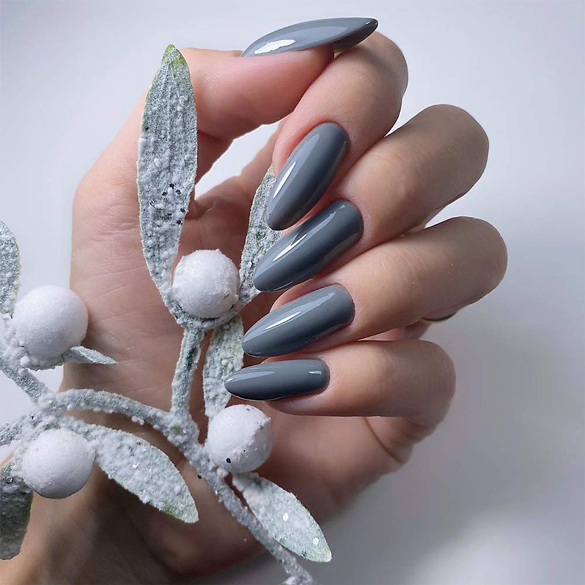 senvenski Grey Black Gel Nail Polish, White Glitter Dark Purple Charcoal Pewter Gel Polish Shimmer Crystal Gift Soak Off Set UV LED Art Varnish (CS010)