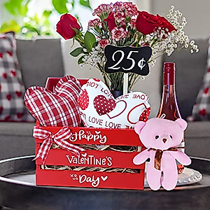 Valentines Day Decor Valentine Centerpiece Mini Wooden Crate Valentines Day Decoration, Valentine Gifts for Her Valentine's Day Farmhouse Decorations Tiered Tray Decor Mantel Shelf Decor