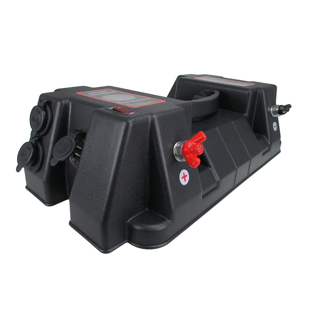 Pactrade Marine Boat Battery Box Dual USB Charger 2 Power Socket Voltmeter Gauge