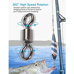 Facikono Fishing Barrel Swivels Set, 210pcs Rolling Bearing Snap Connector for Saltwater Freshwater Fishing