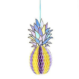 paper jazz Luao Pineapple Party Decorations Honeycomb Centerpieces Table and Hanging Decorations for Hawaiian Luau Tiki Beach Wedding Tropical Fruit Summer Party, Multicolored (3 Pack)