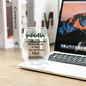 JERIO Gifts for Godmother,Godmother Gifts from Godson Godgaughter 15oz Wine Glass- Godmother Christmas,Mother's Gift for Godmother