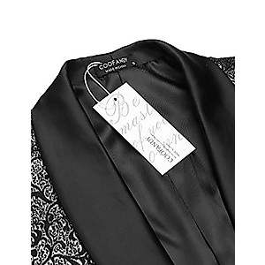 COOFANDY Mens Floral Tuxedo Jacket Dinner Jackets Blazers Paisley Shawl Lapel Formal Suit Jacket Slim Fit for Christmas Prom Party Silver