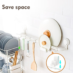 Landmore Pot Lid Organizer, Pot Lid Holder Organizer Multifunction 2 Layer Pot Lid Stand, Drain Not Wet Countertop Pot Lids Rack for Pot Lid, Rest Cutting Board