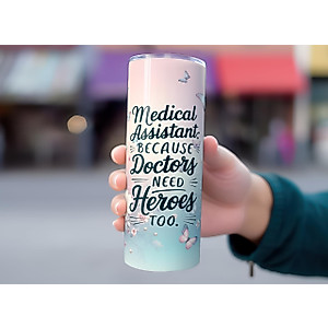 Casitika Certified Medical Assistant Gifts For Women. 20 Oz Medical Assistant Tumbler For Appreciation Week Or Graduation. Because Doctors Need Heroes Too. (Pastel)