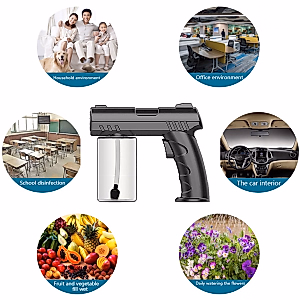 Nano-Spray Gun, Handheld Household Nano-Atomizer, Blue Light Atomizer, Handheld Household Nano-Spray Gun, Wireless Charging Nano-Atomizer, Suitable for and Watering Plants and Trees (Black)