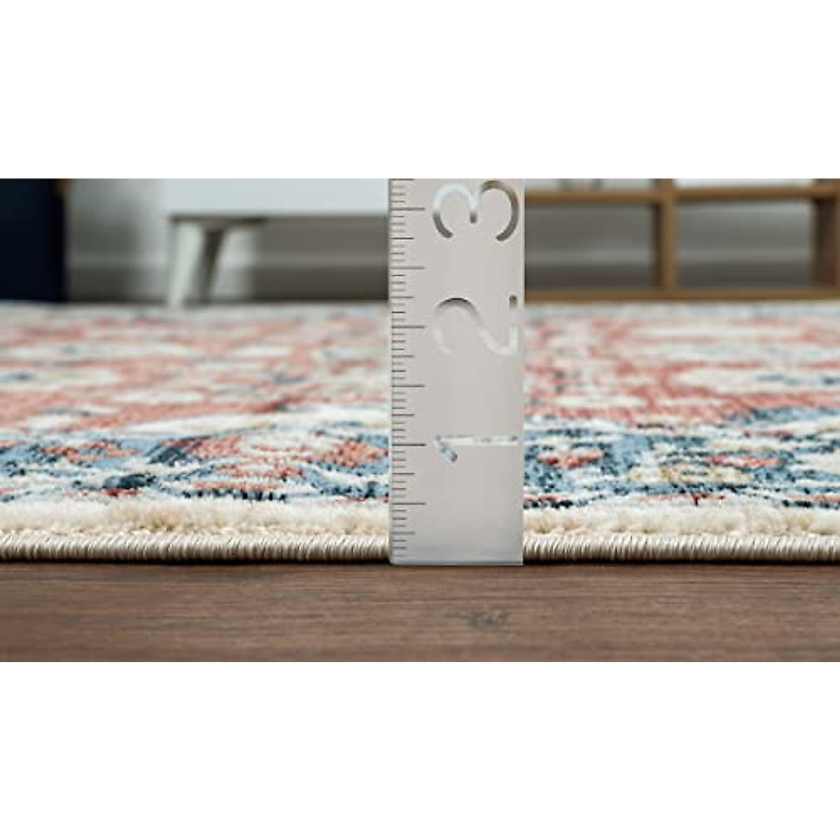 Abani Savoy Collection Area Rug - Red and Cream Vintage Design - 6' x 9' - Easy to Clean - Durable for Kids and Pets - Non-Shedding - Medium Pile - Soft Feel - for Living Room, Bedroom & Office