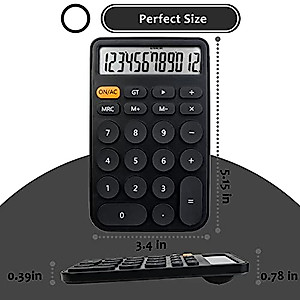 Standard Calculator 12 Digit,Desktop Large Display and Buttons,Calculator Black with Large LCD Display for Office,School, Home & Business Use,Automatic Sleep(Black)