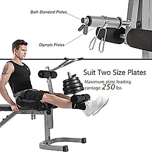 Merax Weight Bench with Leg Extension - 6+3 Positions Adjustable Olympic Utility Benches with Preacher Curl Upgrade Design