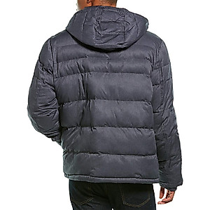 Tommy Hilfiger Men's Hooded Puffer Jacket, Heather Navy, XX-Large