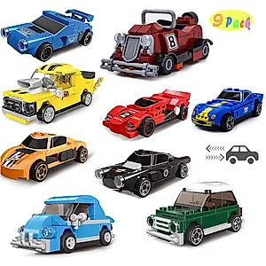 Uvini Building Block Pull Back Car for Kids, Vehicles Bricks, Racing Car Building Sets, Building Blocks Car Sets, Best Gift for Kids 6+ on Build and Play Game Party Favors, 558 Pieces