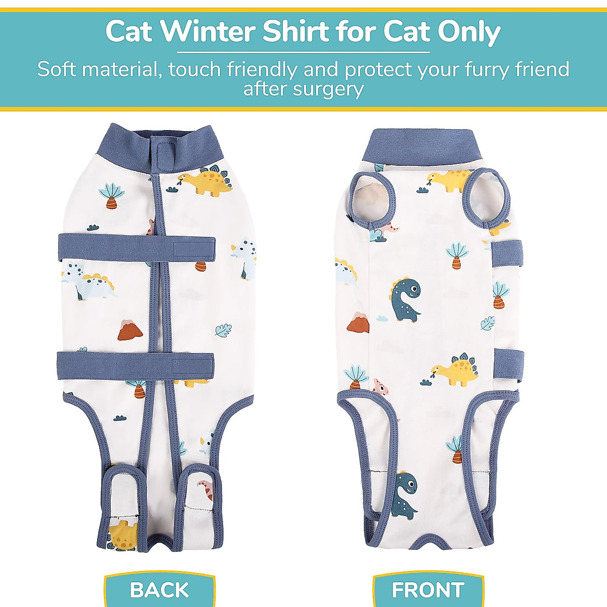 SUNFURA Cat Recovery Suit, Breathable Cat Surgery Recovery Suit Kitten Onesie for Cats After Surgery, Cat Surgical Spay Suit Male Female E-Collar Alternative Anti Licking Wounds, Blue L