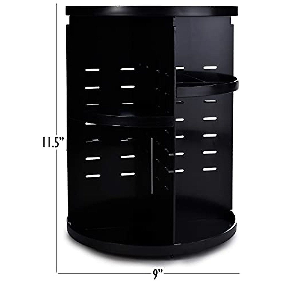 360 Rotating Makeup Organizer - Adjustable Shelf Height and Fully Rotatable. The Perfect Cosmetic Organizer for Bedroom Dresser or Vanity Countertop. (Black)
