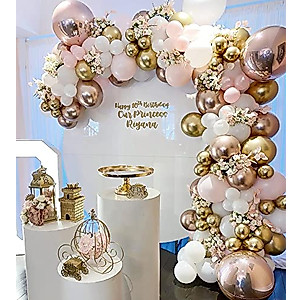 126pcs Pink Rose Gold White Balloons Garland Arch Kit,with 18inch 4D Rose Gold Foil balloon Set,for Girl Princess Birthday Party Wedding Bridal Shower Anniversary Baby Shower Background Decoration