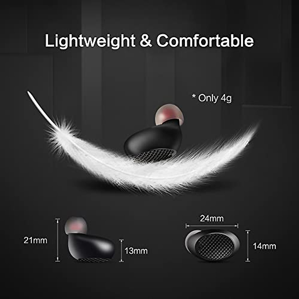 GORTOD Bluetooth Headphones, Wireless Earbuds in-Ear Running Earphones with Noise Cancelling Mic, Built-in Microphone, IPX7 Waterproof, Upgrade Wireless Headset for Laptop/Sports