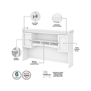 Bush FV003G2W 60-Inch L-Shaped Desk w/Hutch, Lateral File Cabinet Shiplap Gray/Pure White