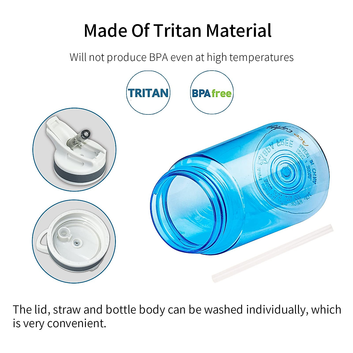 AceCamp 12oz Small Water Bottle 2 Pack with Straw for Kids and Adults BPA Free Tritan Sports Fitness Bottle Leak-Proof Durable Blue/Pink