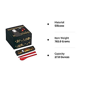 Studio Ghibli Jubako Japanese Traditional Bento Box - Spirited Away - Kaonashi (No Face) - Set of 27oz Japanese Lunch Box with Spoon/Chopsticks in a noise-free case (Konashi Jubako, Spoon)