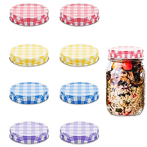 Cosnos 8 Pcs Regular Mouth Mason Jar Lids Decorative Metal Jar Lids Compatible with Mason Jars Canning Jars, Assorted 4 Colors