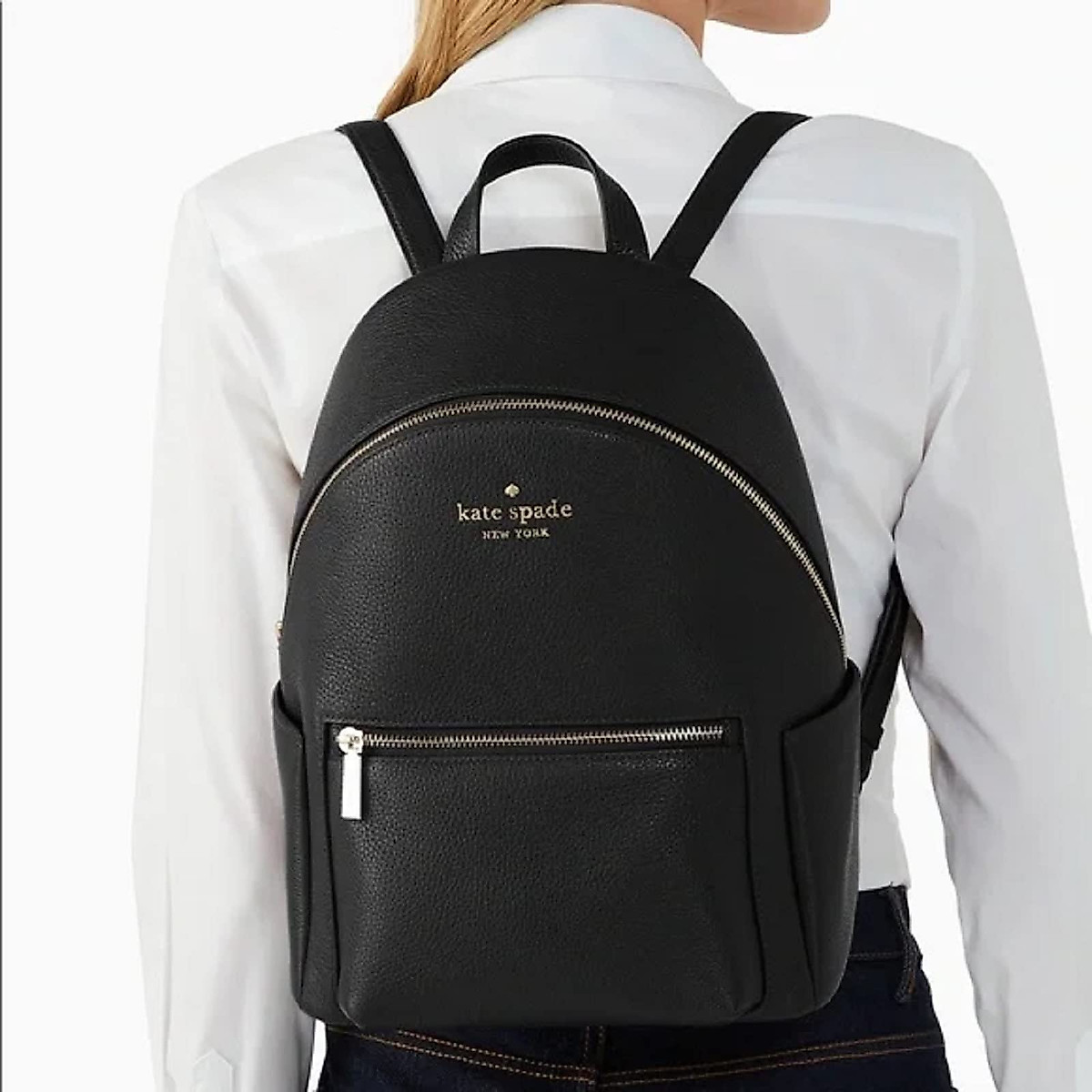 Kate Spade New York Leila Dome Backpack Pebbled Leather Medium (Black)