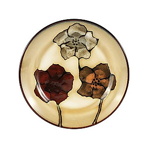 Pfaltzgraff Painted Poppies 16-Piece Stoneware Dinnerware Set, Service for 4, Tan/Assorted -
