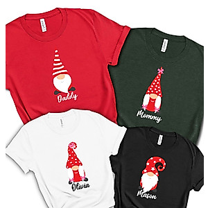 Personalized Christmas Family Gnomes T-Shirt For Family, Customized Merry Christmas Shirt, Custom Gnomes Tee, Funny Graphics Tee For Christmas, New Year Party T-Shirts, Customized Christmas Gnome Tee