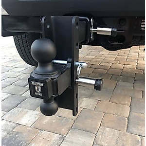 BulletProof Hitches™ 2.5" Adjustable Medium Duty (14,000lb Rating) 6" Drop/Rise Trailer Hitch with 2" and 2 5/16" Dual Ball (Black Textured Powder Coat)