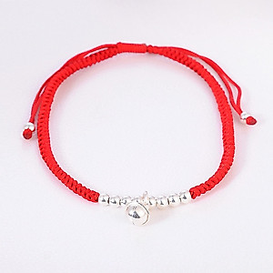 Protection Bracelet for Women and Men Real 925 Sterling Silver Lucky Bell Amulet Red Rope Bracelet Handmade String Adjustable Jewelry Gift Red 6