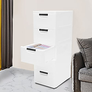 Gdrasuya10 5 Drawer Stackable Vertical Clothes Storage Tower, Plastic Dresser Storage Cabinet,Organizer Unit for Hallway Entryway Home Furniture White