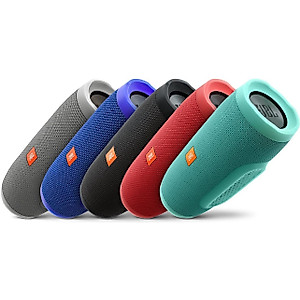 JBL Charge 3 Waterproof Portable Bluetooth Speaker, includes Microfiber Cleaning Cloth - Red