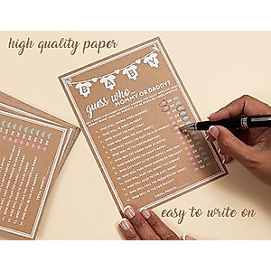 Party Hearty Baby Shower Games for Girl or Boy, 50 pcs Mommy or Daddy Guess Who Game, Fun Activity Cards, Gender Neutral, Baby Shower Ideas