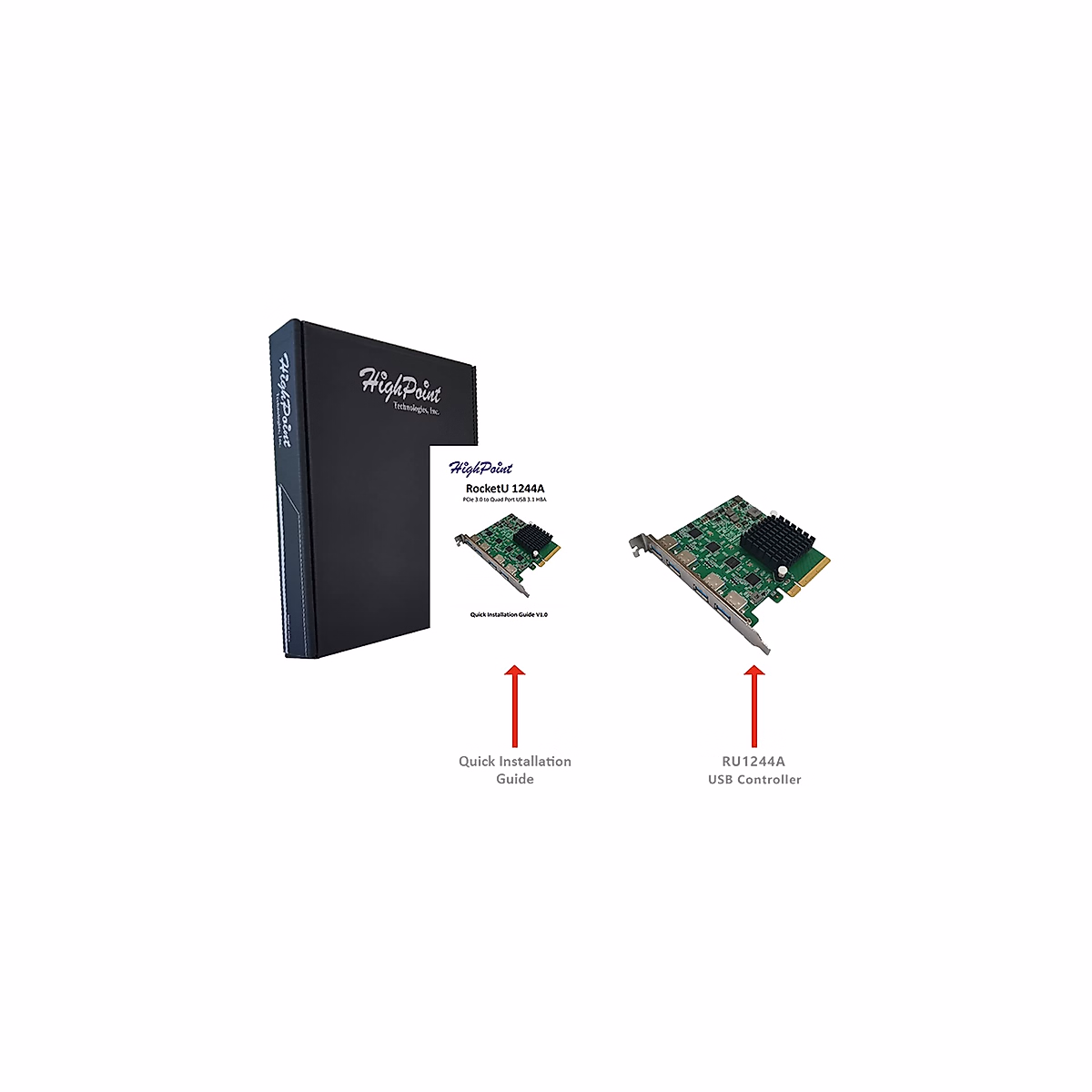HighPoint Technologies RocketU 1244A PCIe 3.0 x8 4X 10GB/s Port USB 3.2 Controller