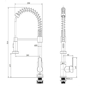 Modern Pull Down Single Handle Kitchen Faucets with Supply Lines and Deck Plate, Brushed Nickel