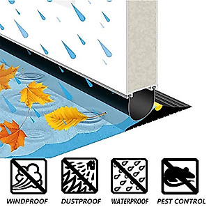 Universal Garage Door Bottom Threshold Seal DIY Weather Stripping,Weatherproof Floor Rubber Replacement (16 Ft)