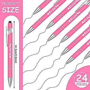 24 Pcs Baby Shower Rose Red Blue Pens It's a Boy/Girl Ballpoint Baby Shower Pens with Stylus Tip Black Ink Retractable Baby Shower Gel Ink Pens for Baby Shower Games Favors Decors (Rose Red, Girl)