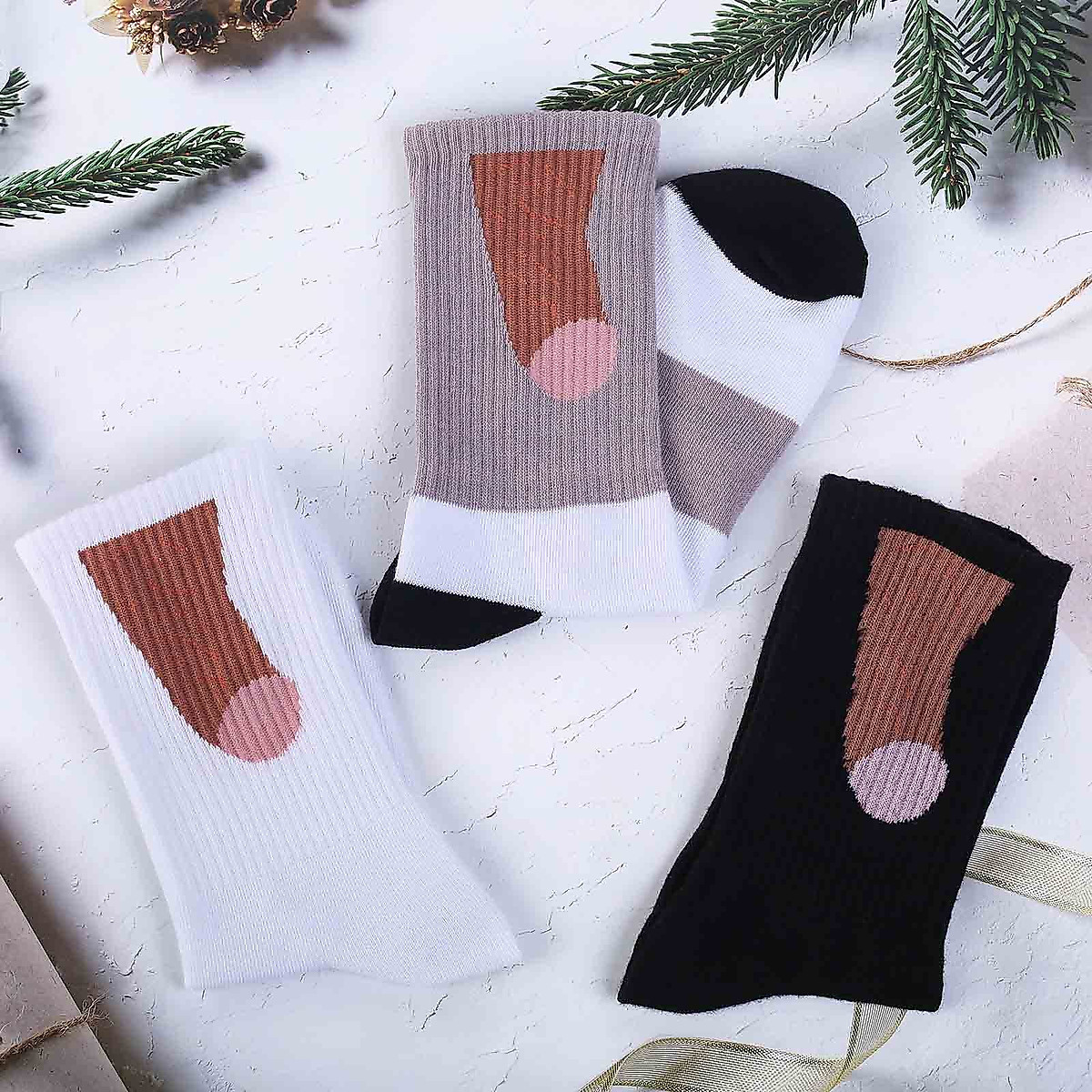 HAVMNO Show off Funny Colorful Novelty Socks ，Gag Christmas Brithday Gifts for Men and Women New Year