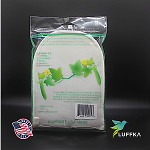 Made in USA Loofah Shower Glove Exfoliating Natural Organic - Perfect Fit Pad for Your Hand- Woman/Men Body Scrubbers Loofah Glove-Mens Exfoliating Glove Natural, [1 Each]