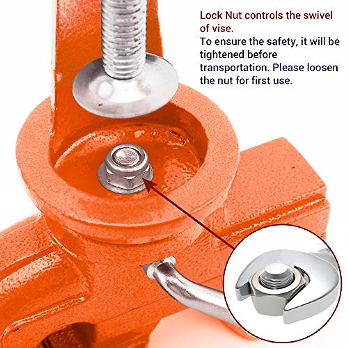 Nuovoware Table Vise 3 Inch, 360° Swivel Base Universal Home Vise Portable Bench Clamp, Clamp-on Vise Bench Clamps Fixed Tool for Woodworking, Metalworking, Cutting Conduit, Drilling, Sawing, Orange