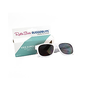 RuffleButts Kids Sunglasses Impact-Resistant Polycarbonate Lenses with 100% UVA/UVB Protection and Flexible BPA-Free Frames - White - 2-5T
