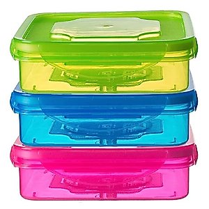 Imperial Home Plastic Sandwich Containers with Lids, Reusable Container, Lunch Box, Food Storage, Meal Prep, Lock Lid, Fridge, Freezer, Dishwasher, & Microwave Safe, BPA Free, Set of 3, Multicolor