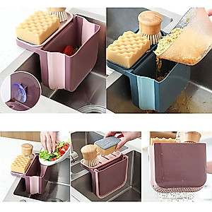 Dry and Wet Separation Trash Can, Mini Kitchen Waste Bins Corner Sink Strainer, Kitchen Counter Foldable Retractable Submersible Basket, Kitchen Sink Telescopic Drain Basket Kitchen Gadget (Gray)