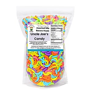 Uncle Joes Hard Banana Runts Candy, Bulk Pack in Resealable Bag, 2 lb - Perfect Joy Ride Candy for Banana Candy Lovers